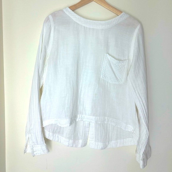 cloth & stone | Tops | Cloth Stone White Cotton Long Sleeve Button Back ...